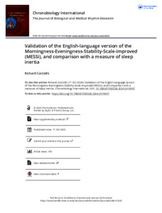 Validation of the English-language version of the Morningness-Eveningness-Stability-Scale ...